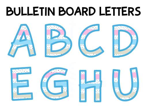 Printable Spotty Bulletin Board Letters, Back to School Alphabet Letters