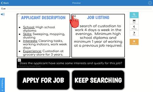 Job Search - Interests & Qualifications Digital Interactive Activity