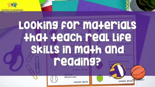 Life Skills Sporting Goods Shopping Math & Functional Reading - Special Ed