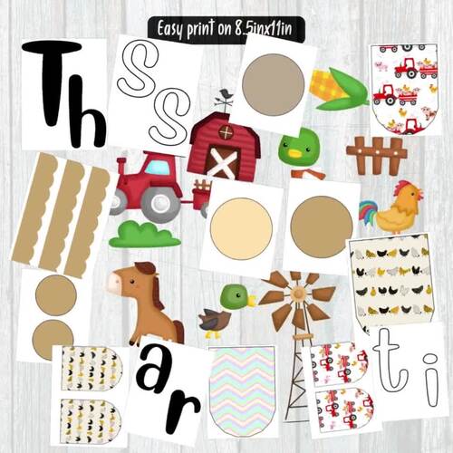 Down On The Farm Spring Bulletin Board Kit Classroom Decor Door Editable