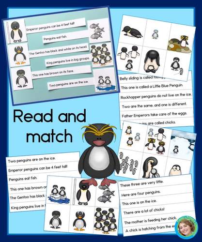 Penguin Sentence Picture Match | Reading Comprehension and Writing Center