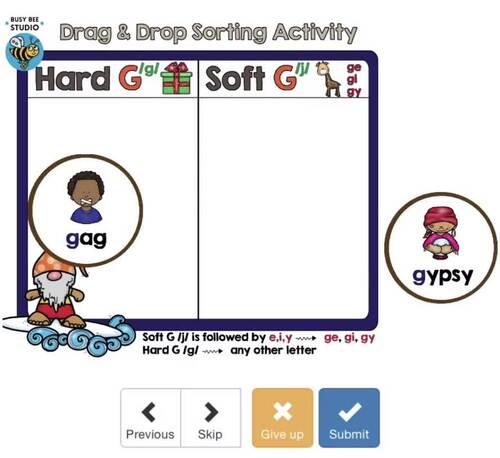 Hard and Soft G Sorts Boom Cards by Busy Bee Studio | TPT
