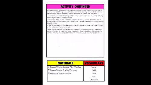 Matter Scavenger Hunt- Science, Math, & Literacy! - 2nd Grade-NGSS-(2 ...