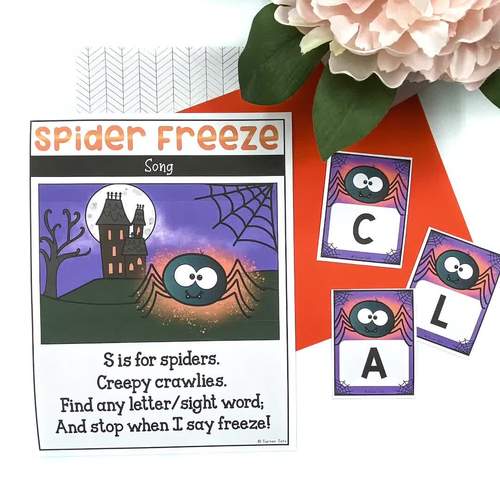 Halloween Alphabet Freeze Game w/ Sight Words Spider Preschool Literacy ...