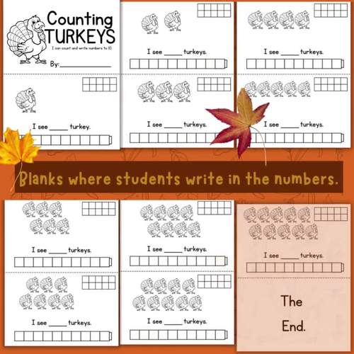 Counting Turkeys - Turkey Counting Book 1 to 10 | TPT