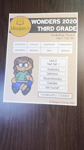 3rd Grade Wonders 2020 Unit 1 Text Set 1 Vocabulary Flip Book (foldable)