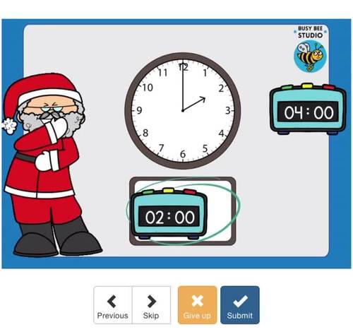 Telling Time Boom Cards | Christmas Game | Hours by Busy Bee Studio