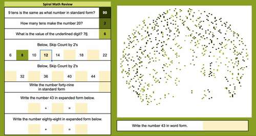 Spiral Math Review for 1st or 2nd grade - Digital Pixels Activity #8