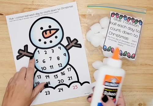 Holidays Advent Calendar Counting Count Down Christmas Craft snowman ...