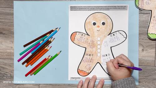 4th Grade Gingerbread Man Math Craft Multiply Two Digit by One Digit ...