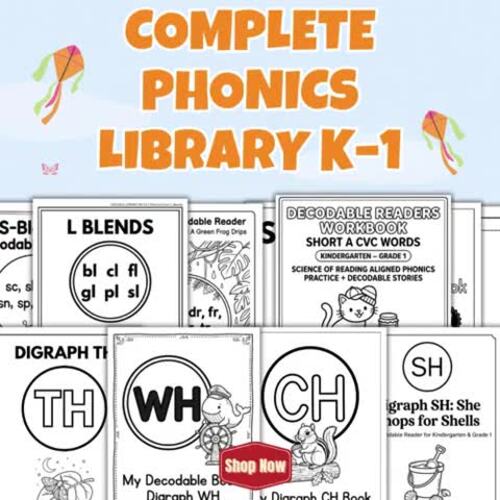 Phonics Decodable Passages Mega Bundle K-1 | Worksheets | No Prep