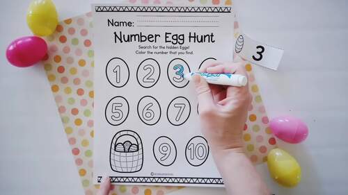 Easter Egg Number Recognition Egg Hunt + Writing Practice | TPT