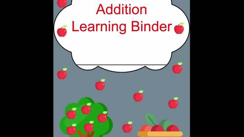 addition facts 1-12 Apple interactive binder, folder busy work printable