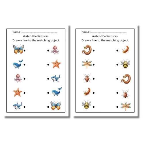 Printable Matching Worksheets, Match the Picture,Kindergarten Preschool ...