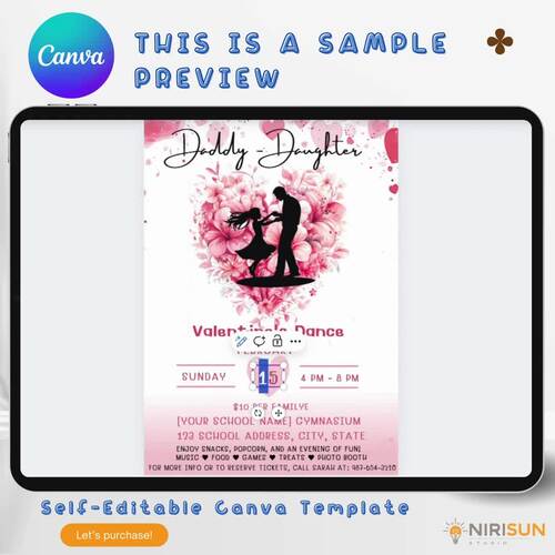 Sweetheart Dance Invitation Template, Valentine’s Day Daddy Daughter ...