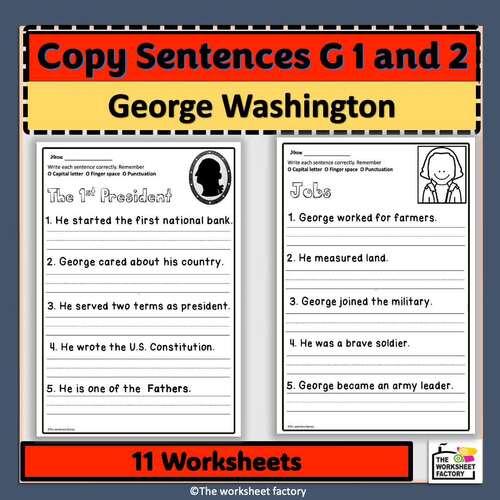 George Washington Biography facts Copy the Sentences and Handwriting ...