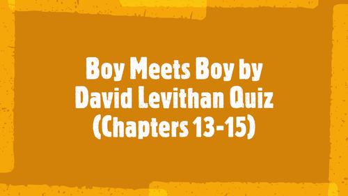 Boy Meets Boy by David Levithan Chapters 13-15 Printable Quiz (LGBTQ ...