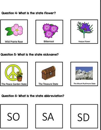 South Dakota Quiz and Pre/Post Assessment 50 States, Special Education