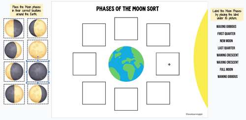 Moon Phases Sort Activity - Phases of the Moon Worksheet by Love Learning