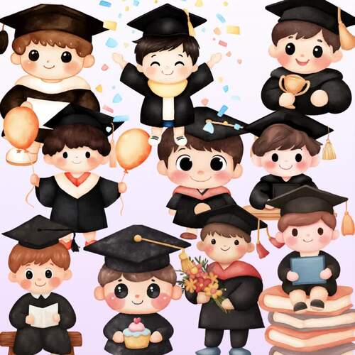 DCA018 Happy Graduation Boys Clip Art by Ping Ping Studio | TPT