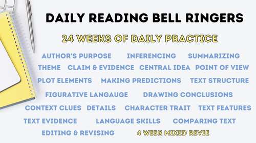 ELA Daily Warm Up Reading Comprehension Bell Ringers BEST Standards ...