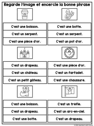 French St. Patrick's Day Reading Activities by Sprinkle it with French