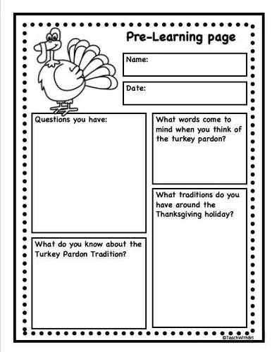Turkey Pardon Thanksgiving Reading Comprehension Pack by TeachWithBri