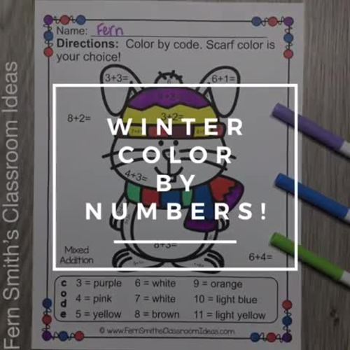 Winter Color By Number Addition and Subtraction Bundle | TPT