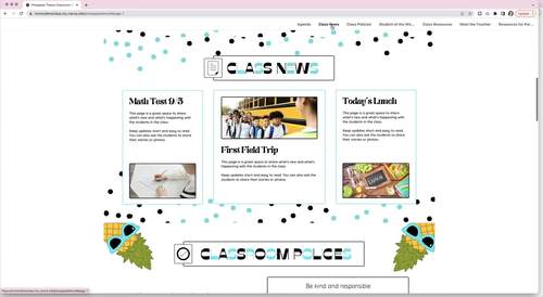 Canva Classroom Website Template- Pineapple | TPT