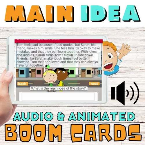Main idea Reading Comprehension Boom Cards Animated Stories 5 Digital ...