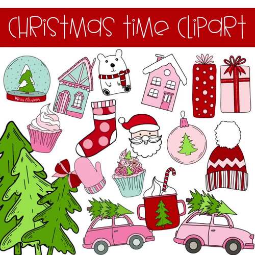 Christmas Time Clipart | Digital Stickers | Commercial | Digital Planning