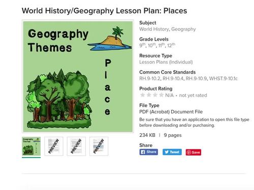 World History/Geography Lesson Plan: Places by Social Studies Studio