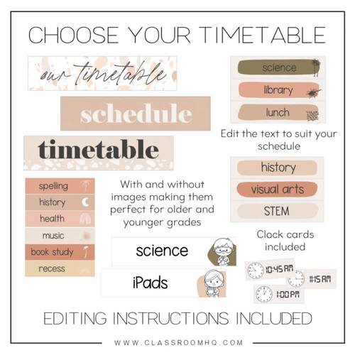 Editable Timetable Visual Schedule Retro Beach Theme BOHO SUMMER ...