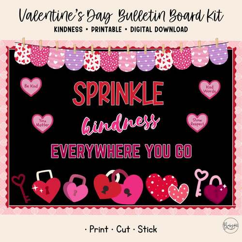 Valentine's Day Bulletin Board: Sprinkle Kindness Theme | Classroom Decor