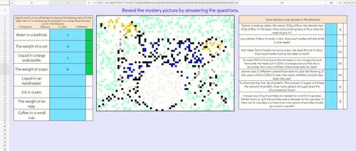 Digital Math Pixel Art Mystery Picture 3rd Grade 3.MD.2 - Liquid Volume ...