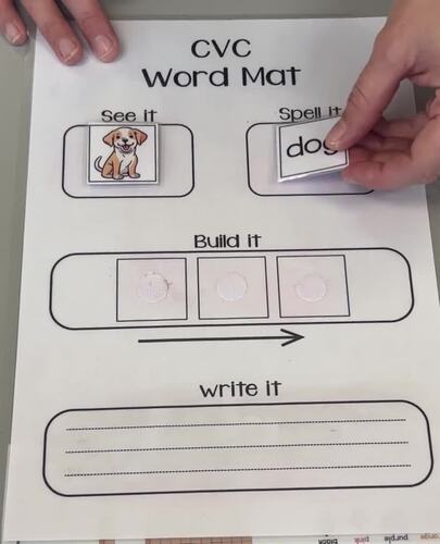 CVC Word Building Mat | Phonics, Spelling, and Writing Practice with 80 ...