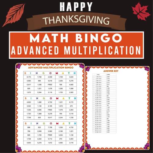 Multi-Digit Mastery BINGO! Advanced Thanksgiving Multiplication Game