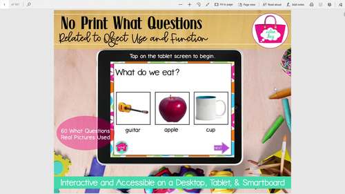 No Print What Questions with Real Pictures (Speech) Distance Learning