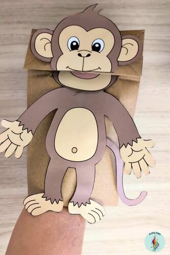 Monkey Craft, Zoo Animal Paper Bag Puppets Printable, Easy Brown Bag ...