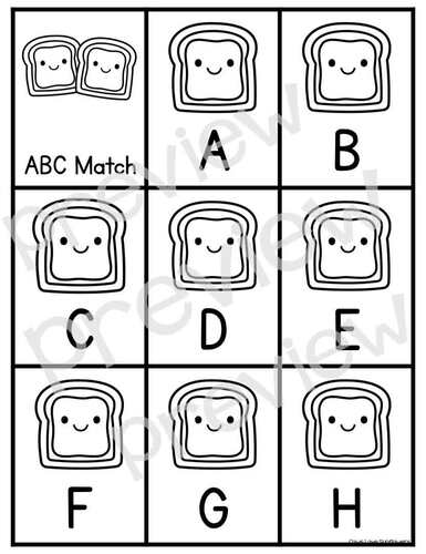 PB and Grape Jelly Toast - Uppercase & Lowercase Alphabet Matching ...