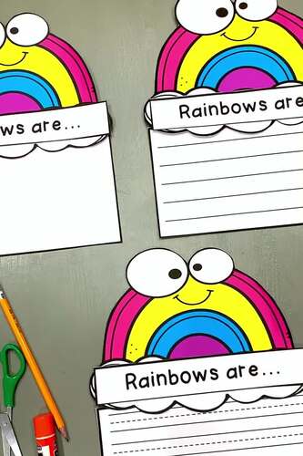 Spring Rainbow - Weather - Writing Prompt No Prep Craft - Kindergarten