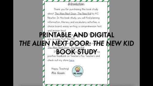 The Alien Next Door: The New Kid NO PREP Book Study for Reading ...