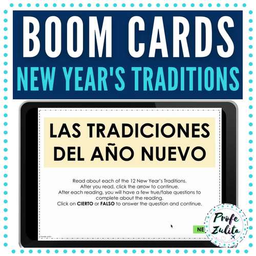 Boom Cards Spanish New Years Traditions Readings | Año Nuevo | Nochevieja