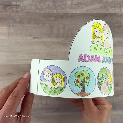 Adam and Eve Headband, The Garden of Eden Coloring Crown, Bible Craft