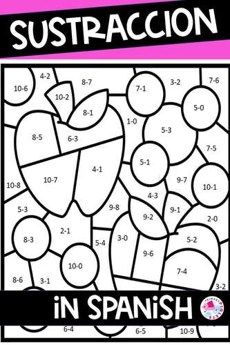 Color by Number in Spanish Subtraction Fall | Spanish Color by Code ...