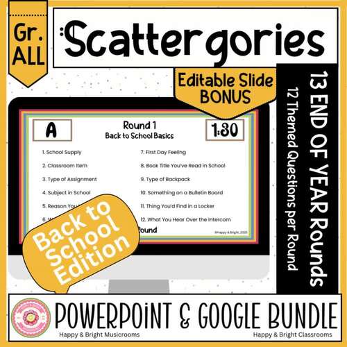 BACK TO SCHOOL SEL Scattergories Game for Middle School, BUNDLE PPT GOOGLE