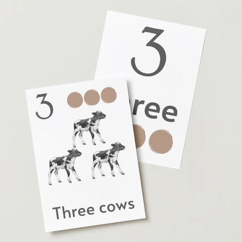 Number Matching Flash Cards - Farm Animal Theme | TPT
