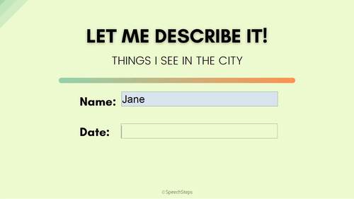 Describing Pictures | CITY | NO PRINT | Speech Therapy by Speech Steps