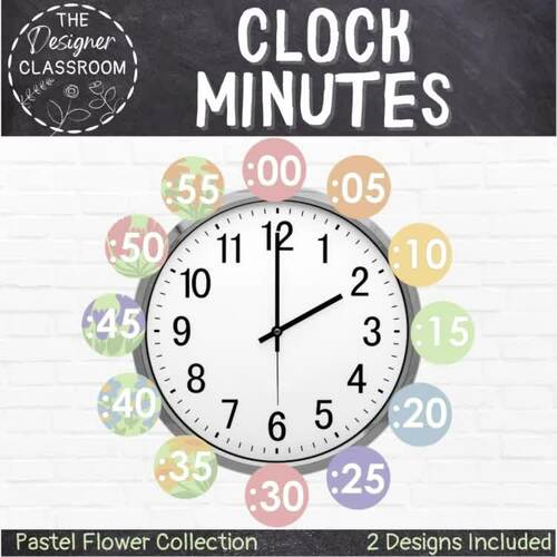 Clock Minutes | Pastel Flower Classroom Decor by The Designer Classroom