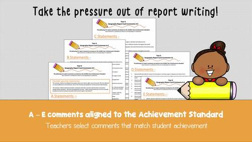Australian Curriculum Year 6 Geography Report Card Comments by Ideacations
